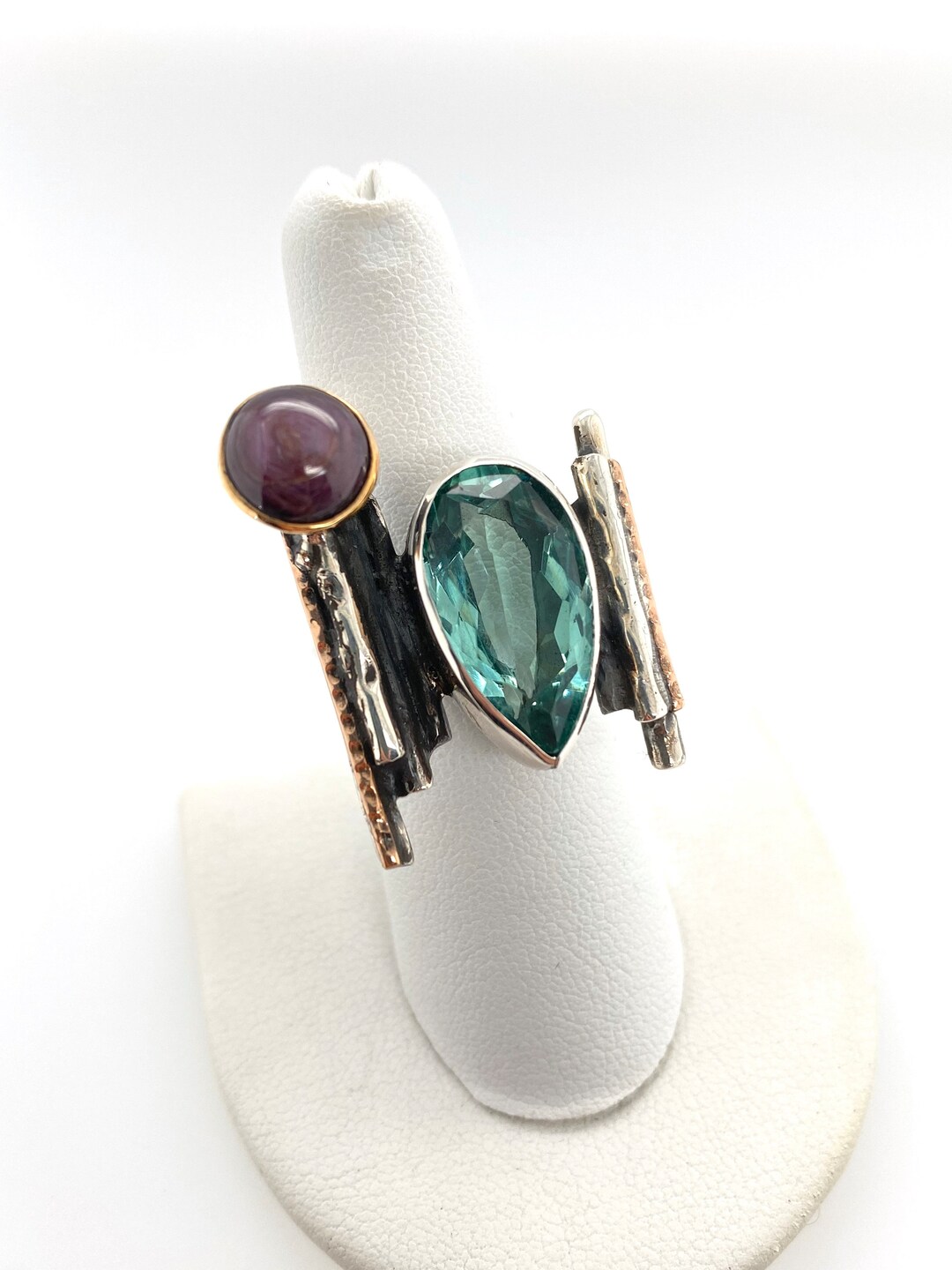 Artisan Abstract Modernist Multi Stone Sterling Silver Statement Ring ...