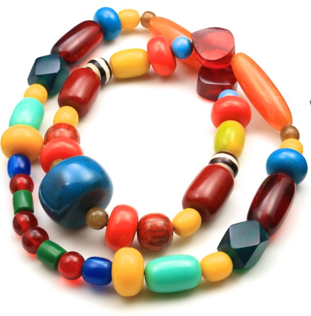 Vintage Fun Colorful Large Lucite Bead Necklace Op Art Mod Retro - Etsy