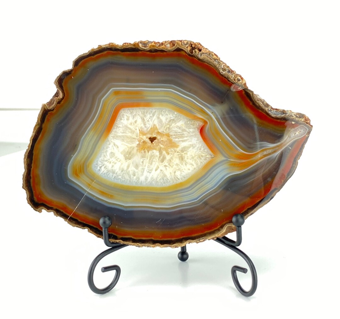 Thick Agate Geode Slab Slice Quartz Crystalline 1.19 Lb Brazilian 013 ...