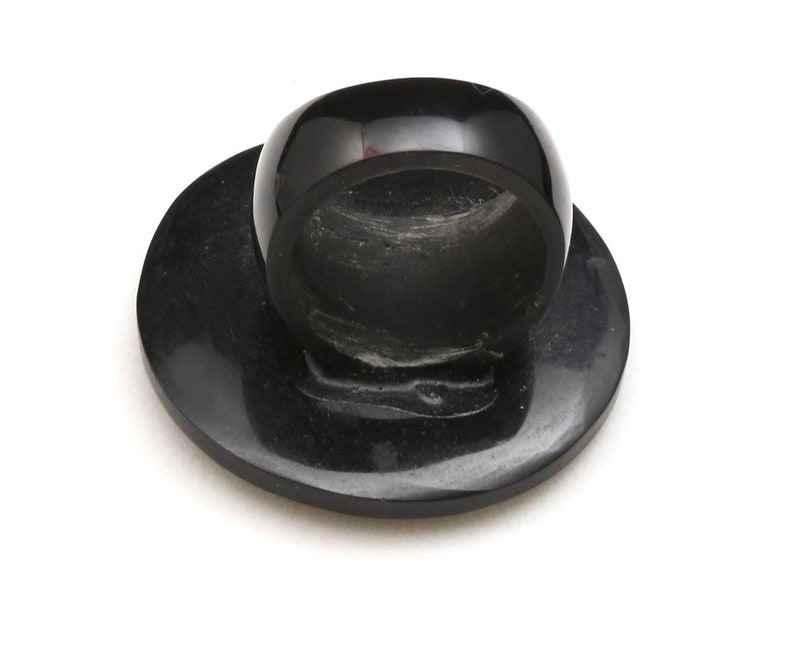 Vtg Whimsical Fun 70s Shell Swirl Ring Black Plastic Handmade Retro ...