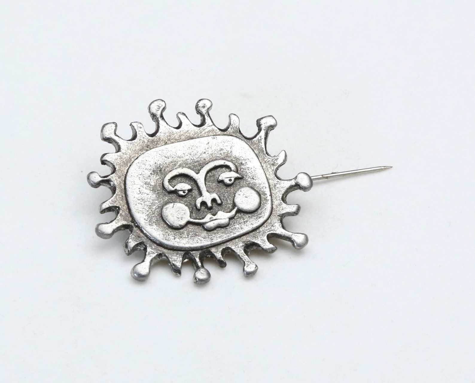 Vintage Metzke Pewter Smiling Sun Face Figural Pin Brooch - Etsy