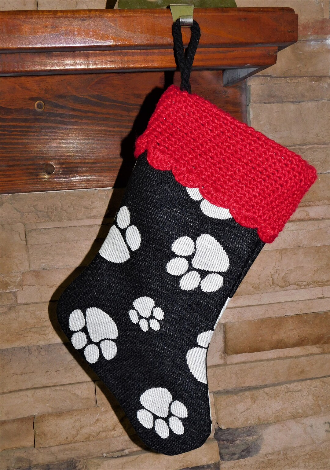 15 Handmade Dog Paw Print Christmas Stocking With Handmade Red Cuff - Etsy