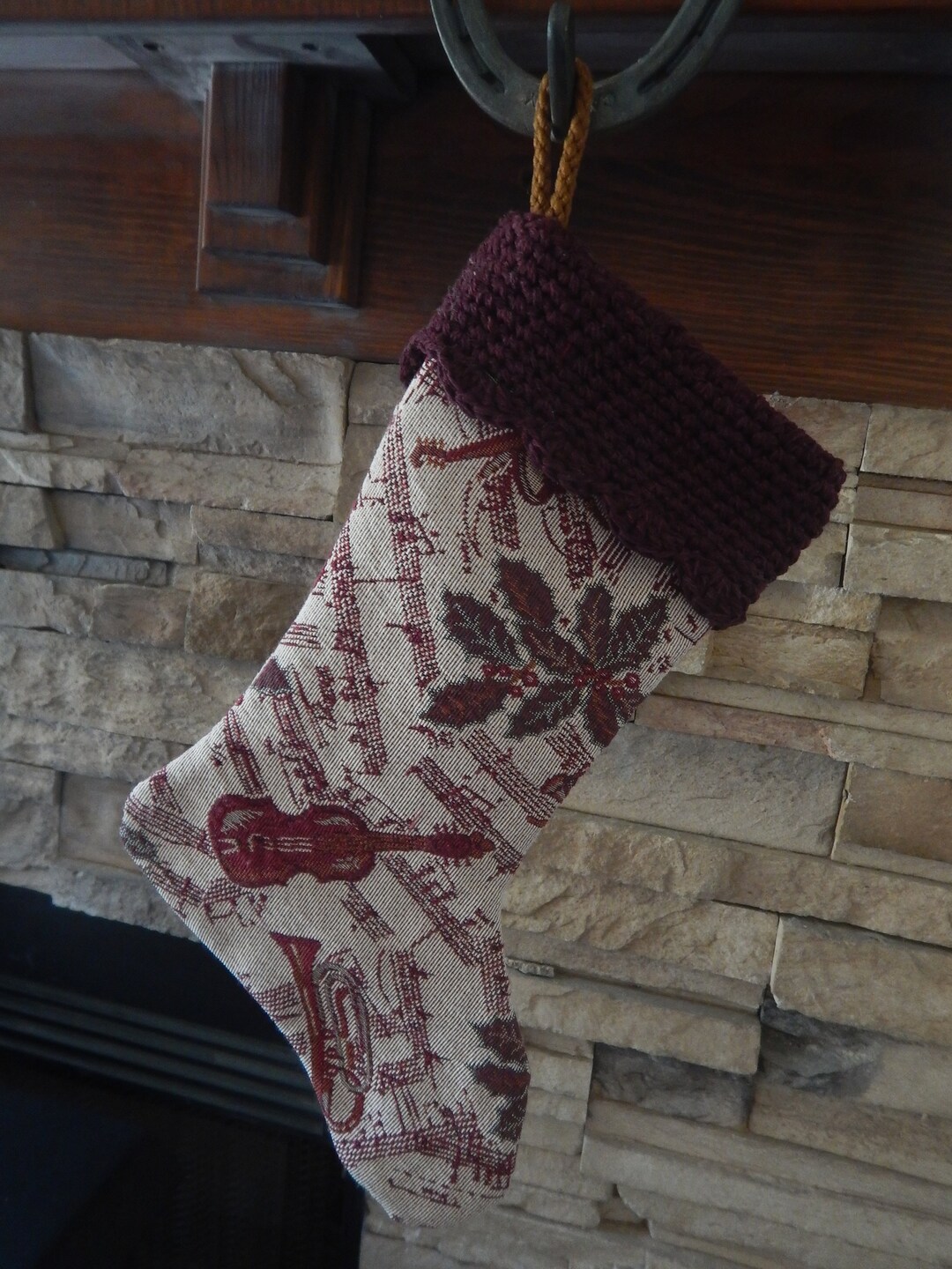 15 Handmade Violin/mistletoe/musical Tapestry Christmas Stocking - Etsy