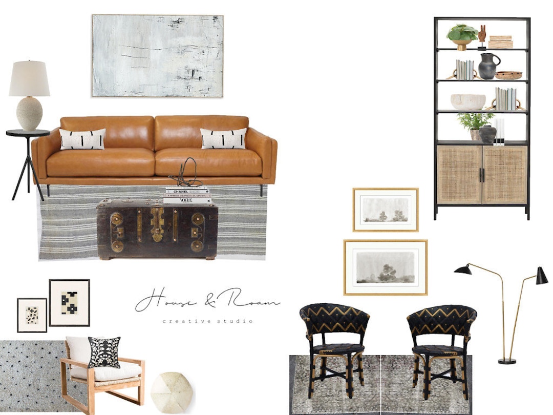 Eclectic Living Room E-design Service: Custom Home Decor Plan - Etsy