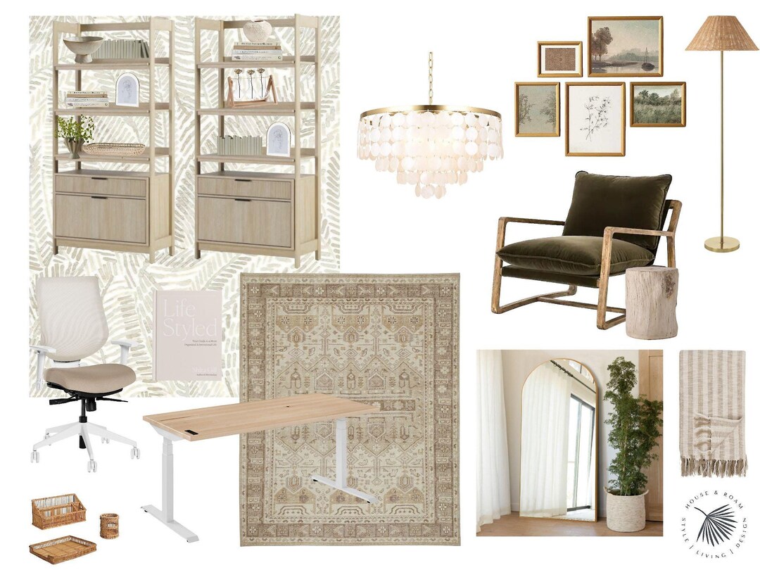 E-design Service: Home Office Interior Design Plan & Shopping List (PDF ...