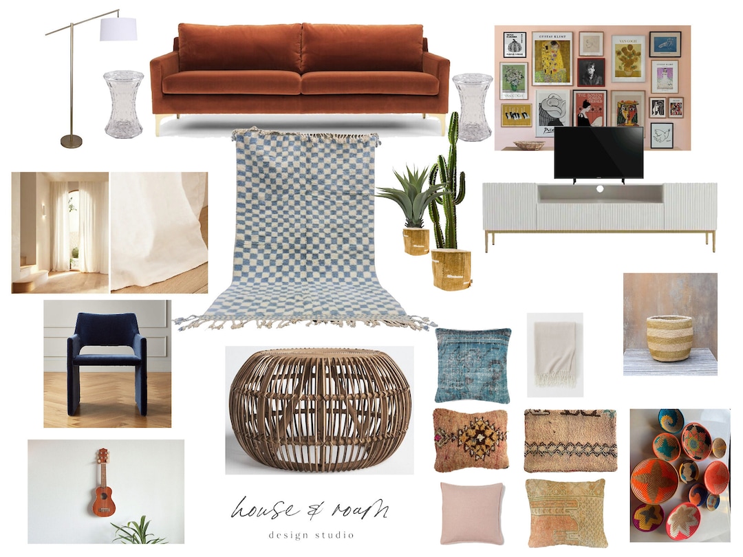 Eclectic Living Room E-design Service: Custom Home Decor Plan - Etsy