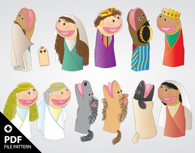 PDF. Simpups Nativity Open Mouth Hand Puppet Pattern Includes: Mary ...