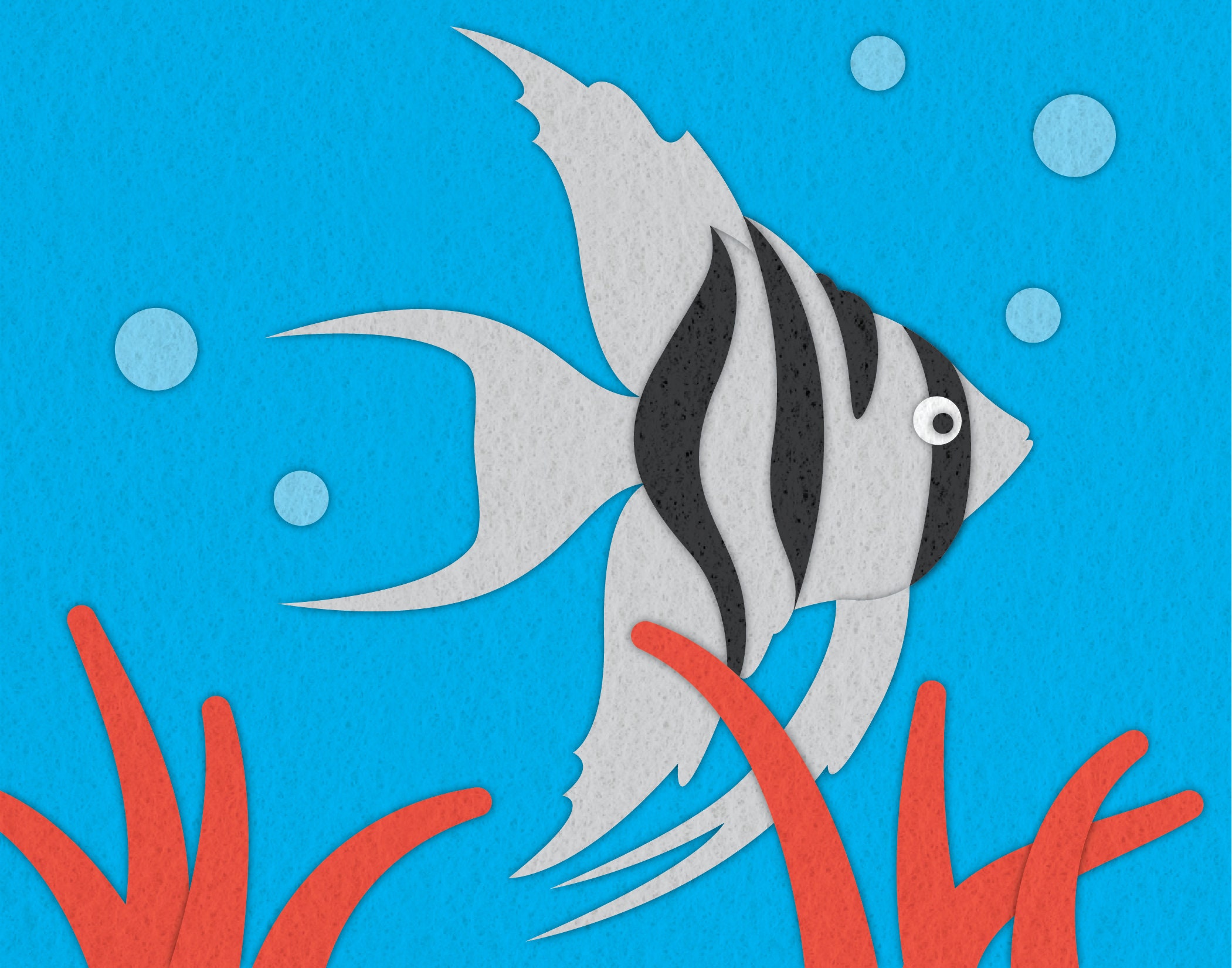 Five Picture Tropical Fish Felt Décor Pattern With Ocean Plants and ...