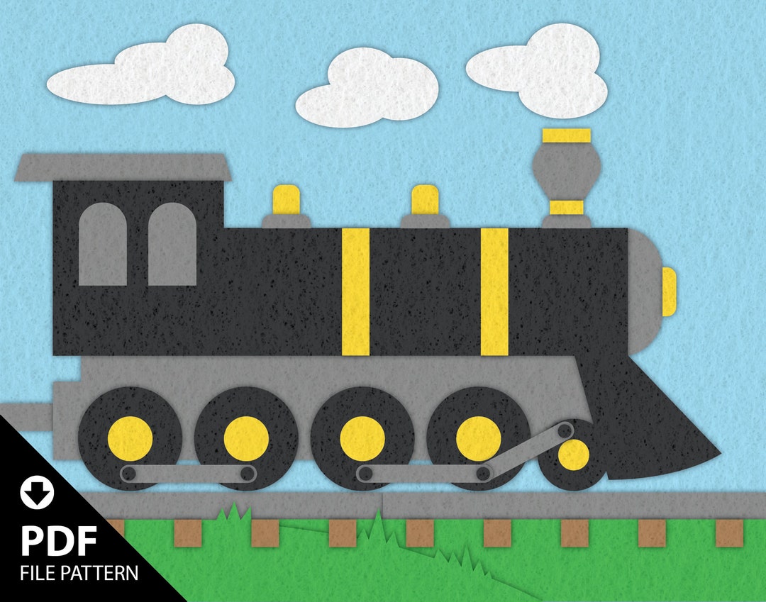 Six Picture Train Felt Décor Pattern Including: Engine, Coal Car, Box ...