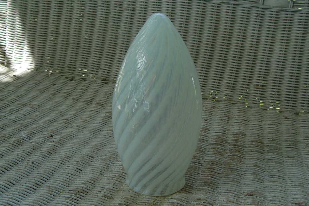Rare Vintage Art Glass Teardrop Bullet Lamp Shade Opalescent White ...