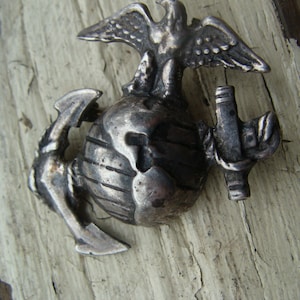 World War Two Sterling Silver USMC Pinback United State Marine Core Pin ...