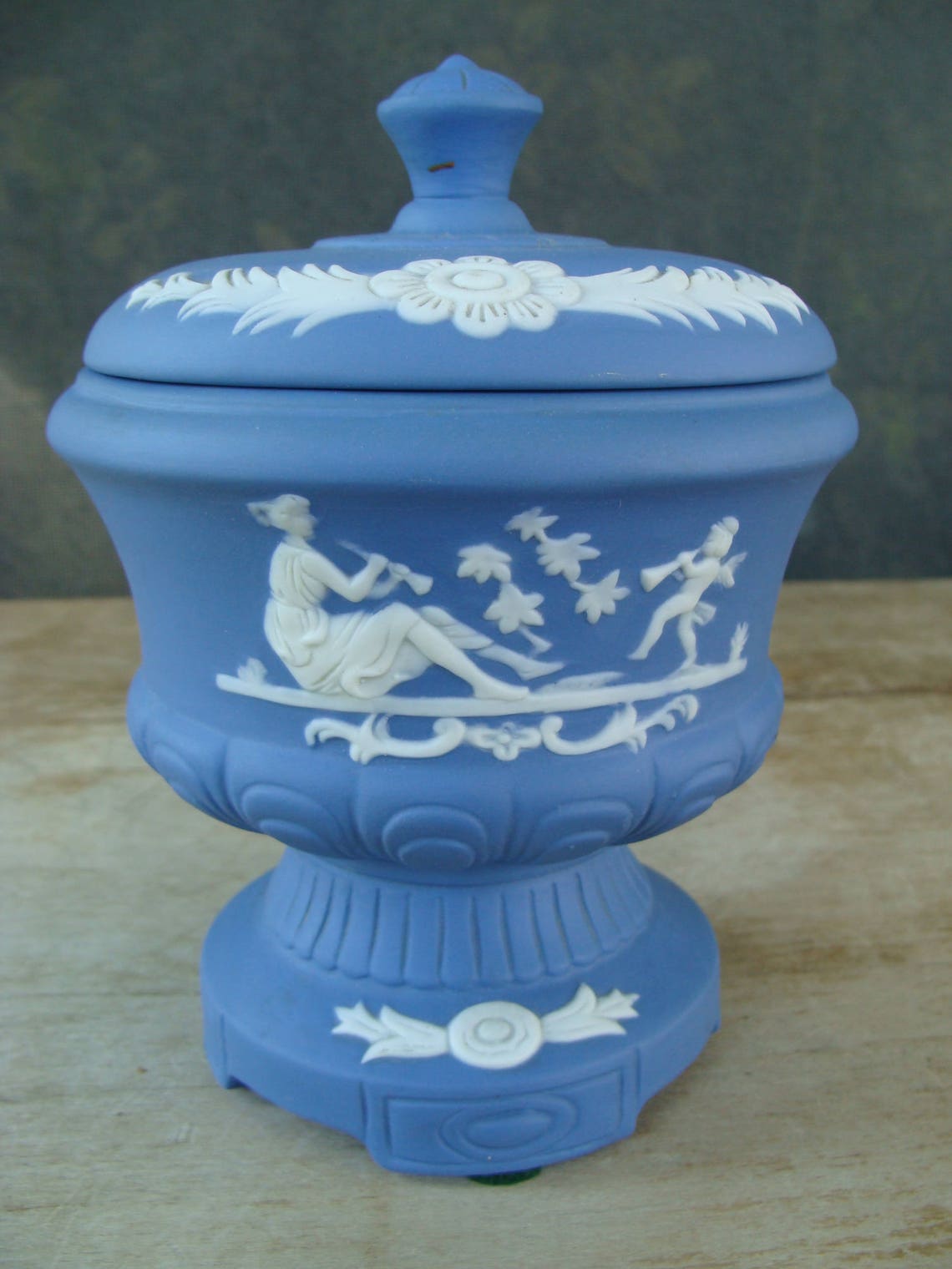 Vintage Jasper Ware White Pale Blue Lidded Jar Bisque - Etsy