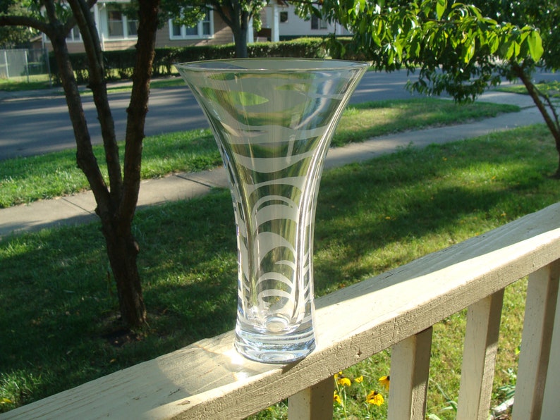 Marc Aurel Art Glass Crystal Vase With Etched Tiger Stripes | Etsy