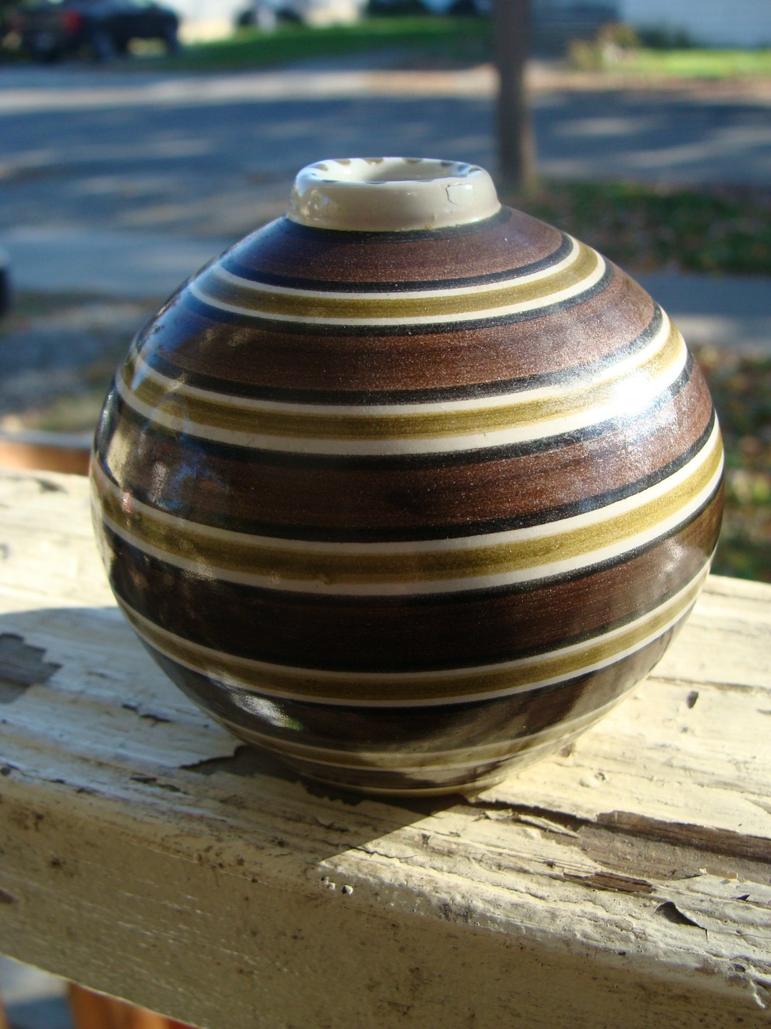 Mid Century Pottery Weed Vase Hand Painted Studio Art Pottery Weed Vase ...