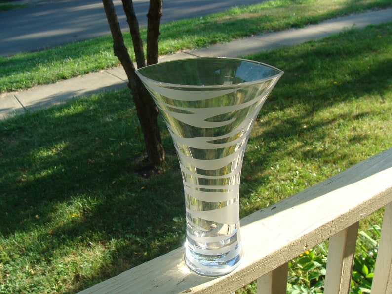 Marc Aurel Art Glass Crystal Vase With Etched Tiger Stripes - Etsy