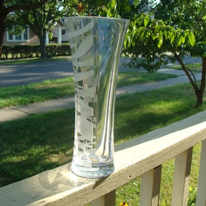 Marc Aurel Art Glass Crystal Vase With Etched Tiger Stripes - Etsy