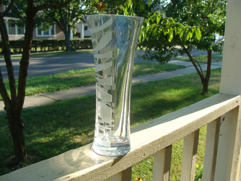 Marc Aurel Art Glass Crystal Vase With Etched Tiger Stripes | Etsy