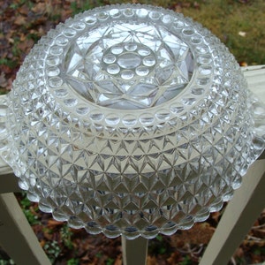 Early American Pattern Glass Antique Diamond Triangle Tab Handle Bowl ...