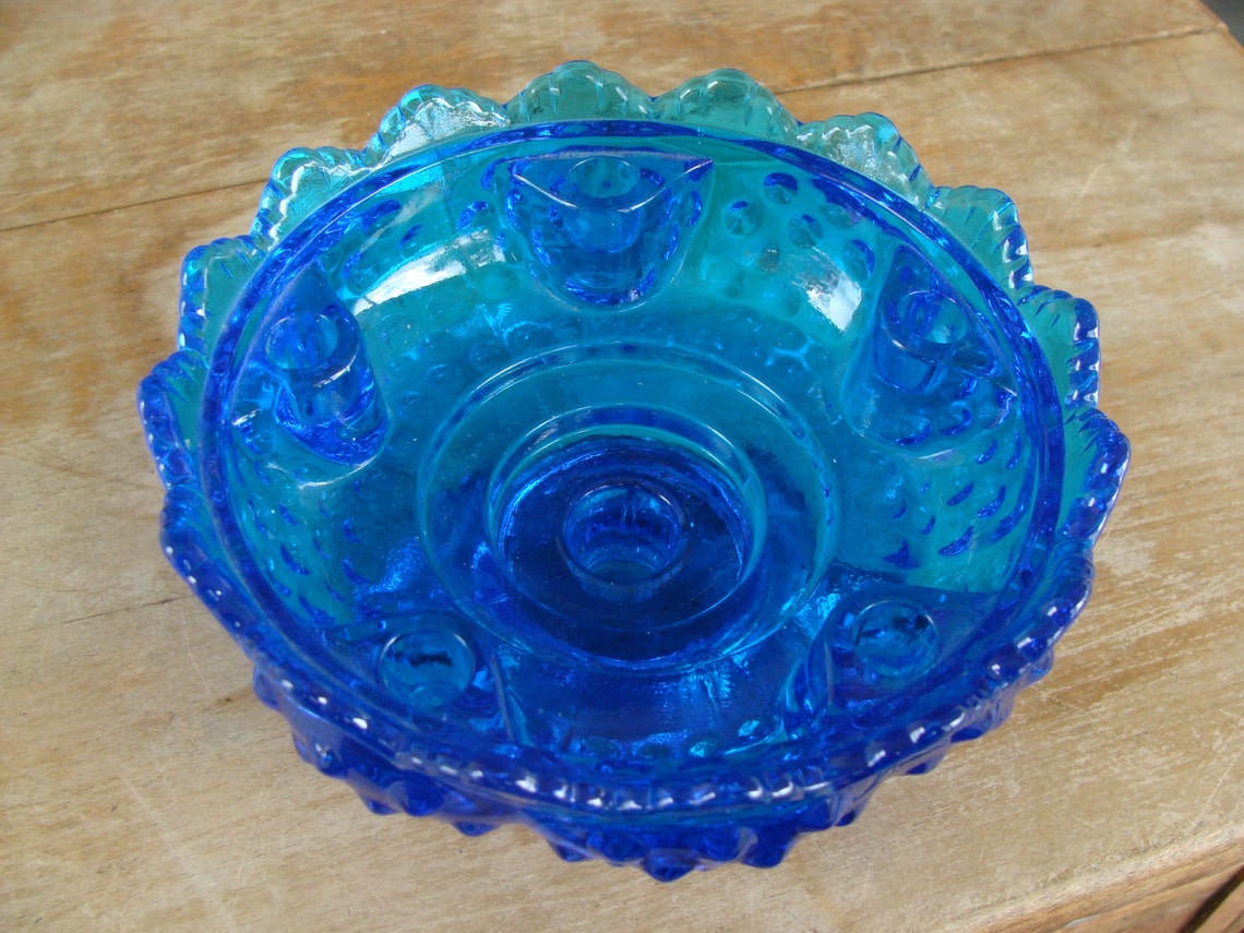 Vintage Sapphire Blue Fenton Art Glass Candle Stick Holder | Etsy