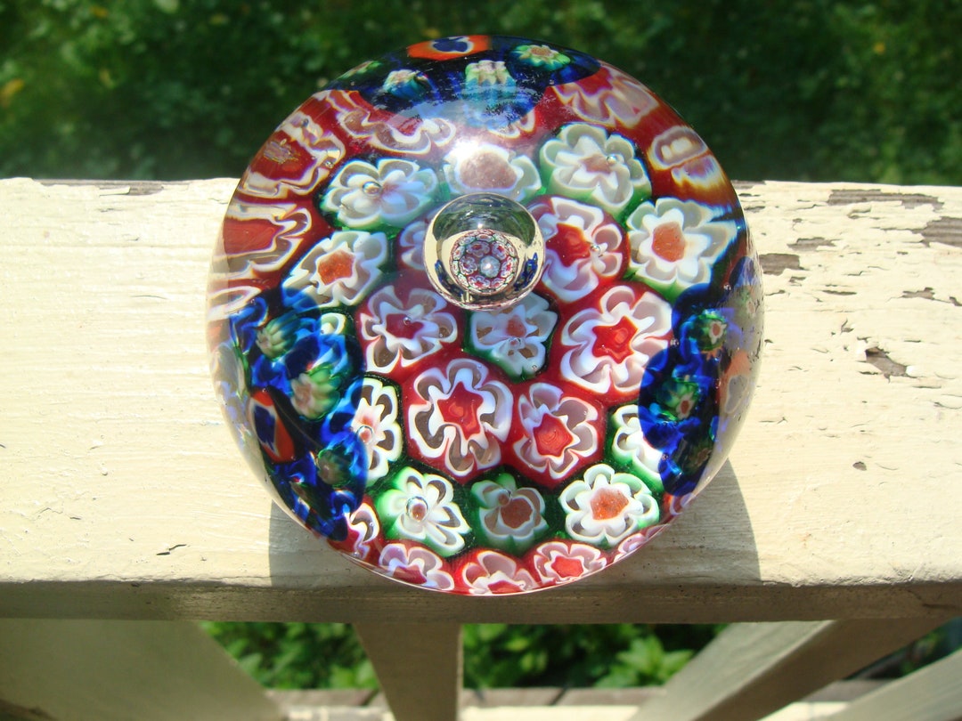 Art Glass Paperweight With A Suspended Bubble and Close Packed ...