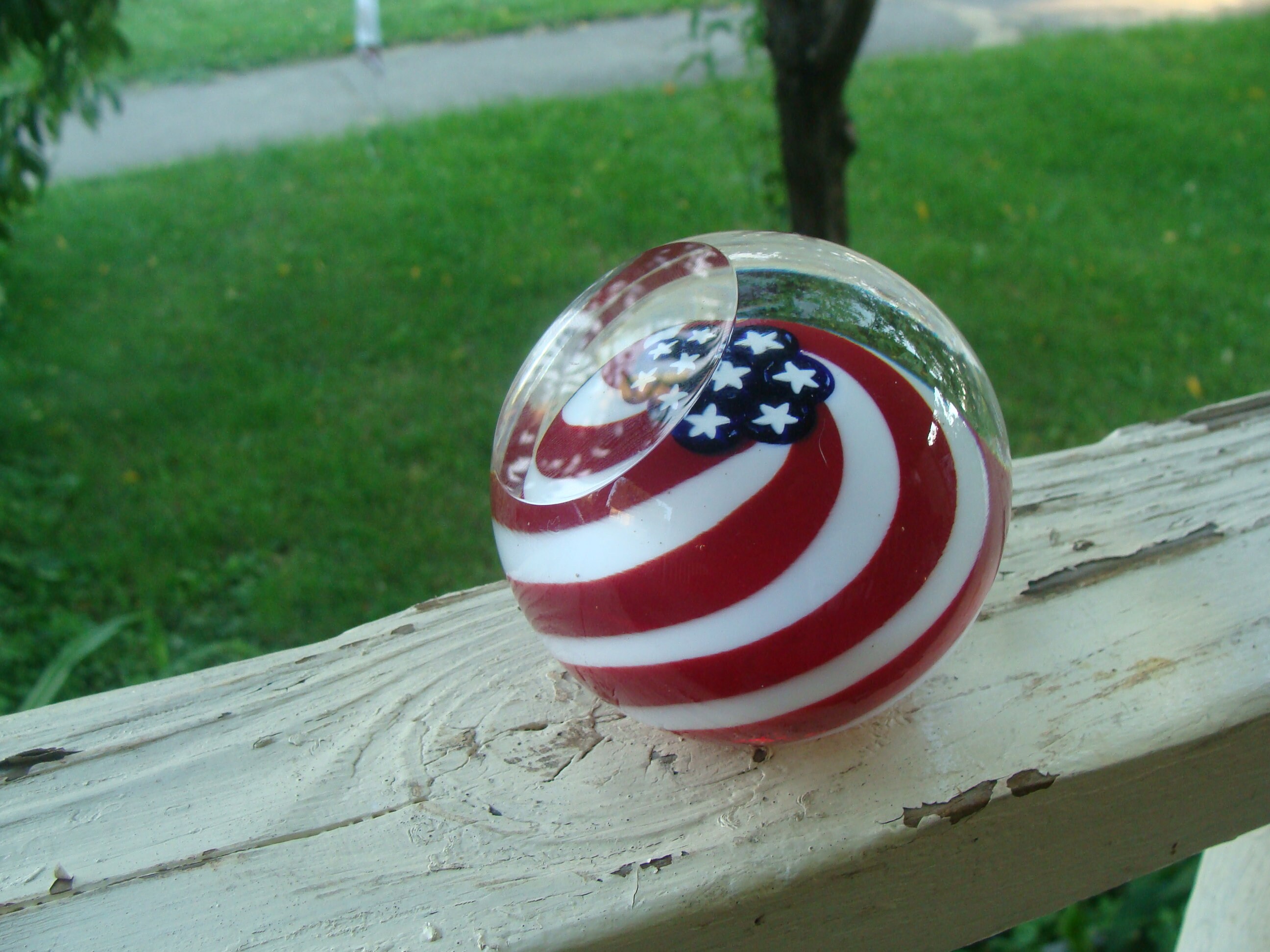 Glass Eye Studio Hand Blown Art Glass Patriotic Paperweight GES 02 Old ...