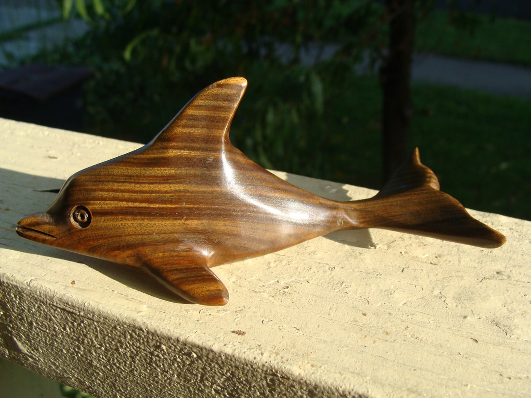 Hand Carved Wood Wooden Ironwood Dolphin Figurine Solid Wood Figure - Etsy