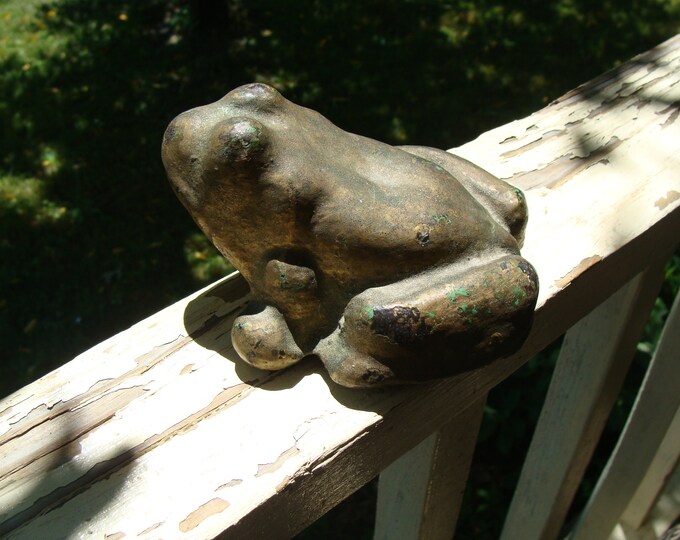 Antique Figural Cast Iron Frog Doorstop Bullfrog Paperweight 5 Pounds ...