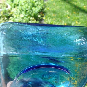 Blenko Handcraft Glass Water Bottle Art Glass Blue Double Spouted Water ...