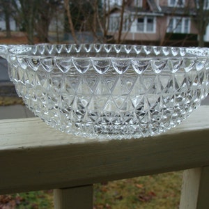 Early American Pattern Glass Antique Diamond Triangle Tab Handle Bowl ...