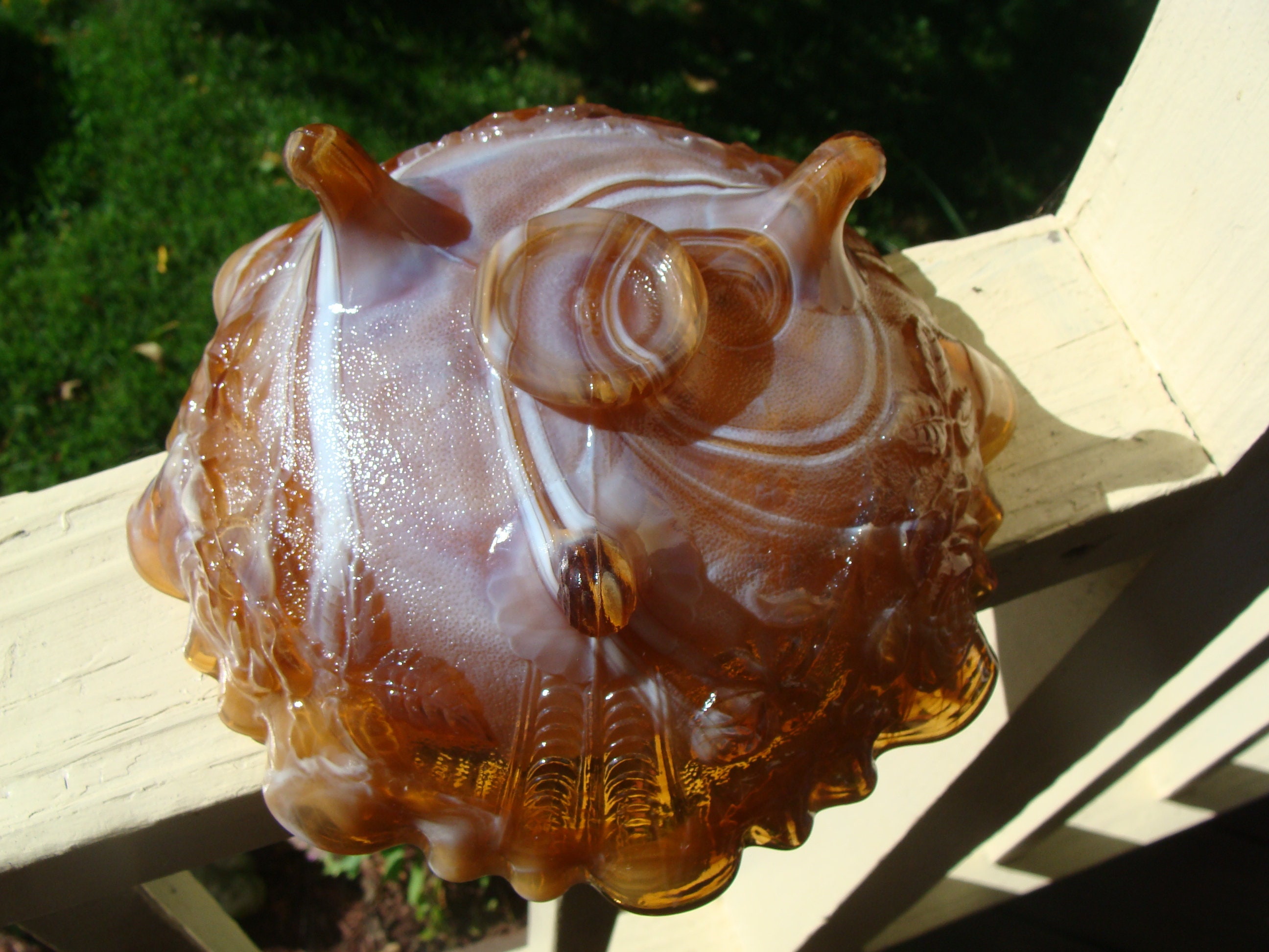 Imperial Caramel Swirl Slag Glass Double Crimped Glass Bowl - Etsy