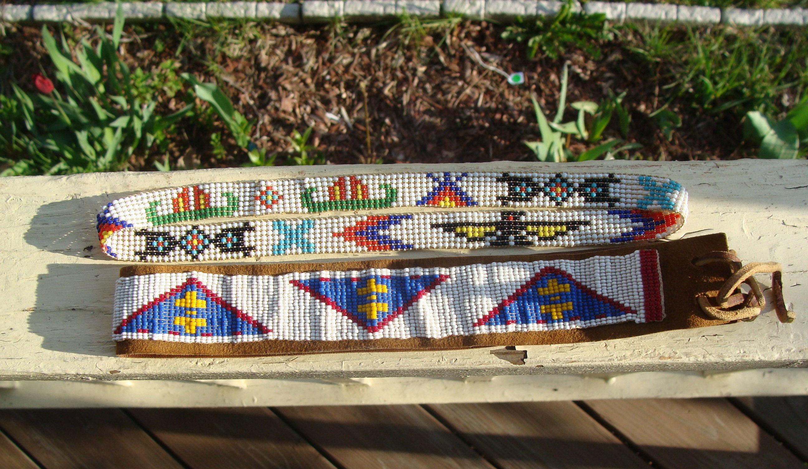 Beaded Native American Indian Head Band Set Of Two Headbands | Etsy