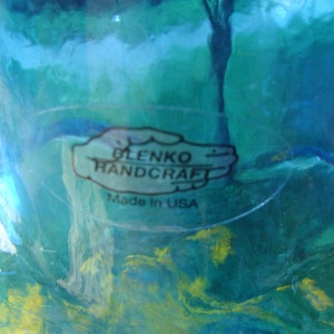 Blenko Handcraft Glass Water Bottle Art Glass Blue Double Spouted Water ...