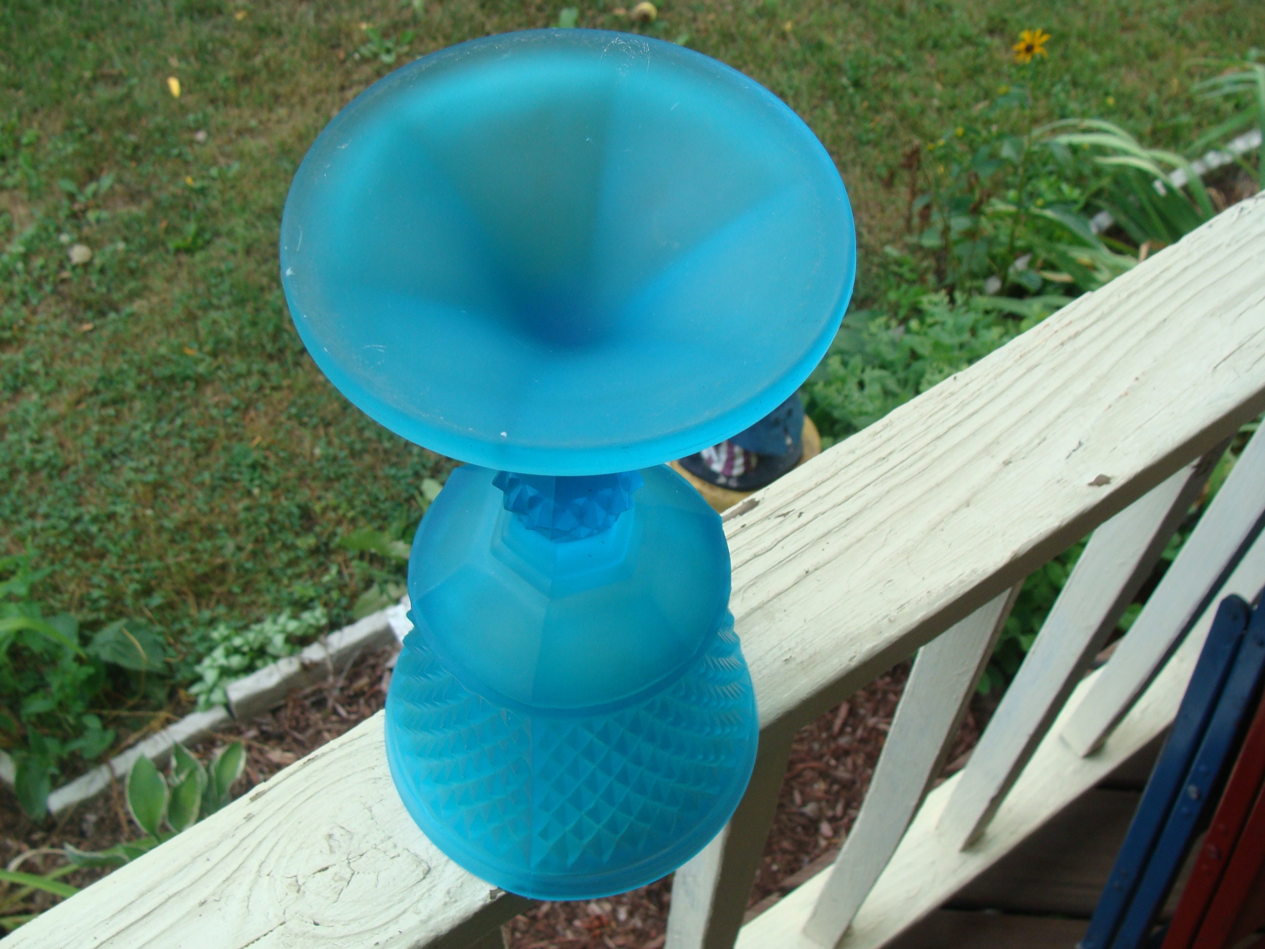 Dining & Serving Home & Living Large Beautiful Satin Blue Glass Compote ...