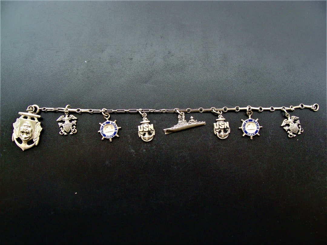Vintage United States Navy Sterling Silver USN Multiple Charm ...