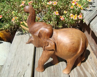 Wooden Elephant With Trunk - Etsy