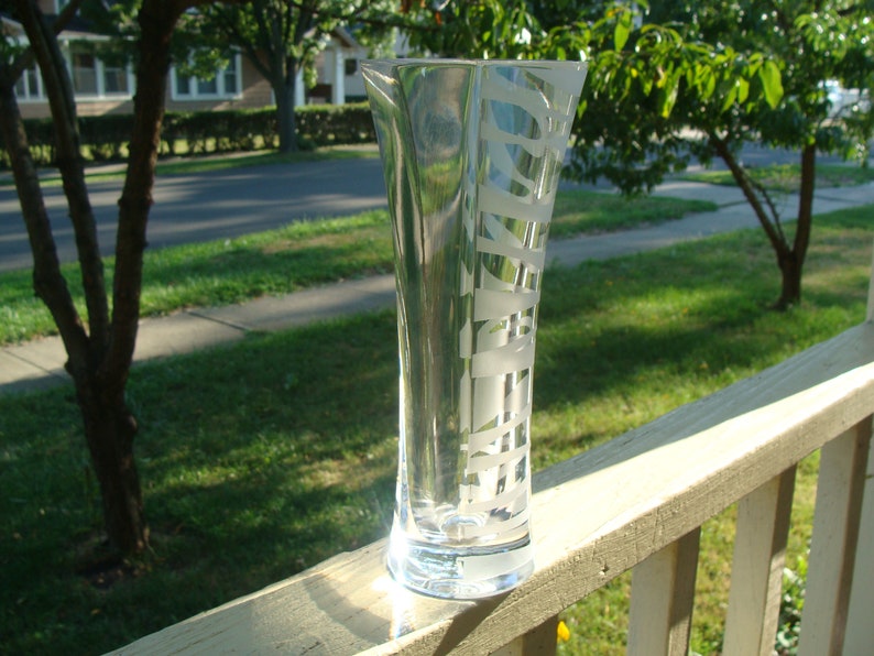 Marc Aurel Art Glass Crystal Vase With Etched Tiger Stripes - Etsy