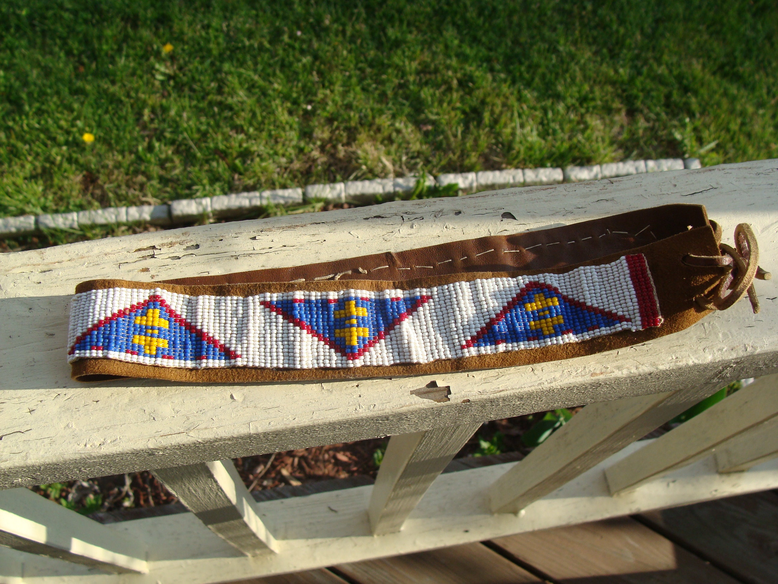 Beaded Native American Indian Head Band Set Of Two Headbands | Etsy