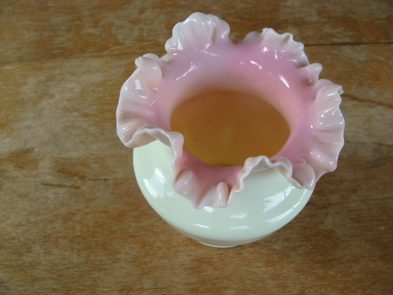 Victorian Antique Pink Cased Glass Ruffled Vase Art Glass Webb - Etsy