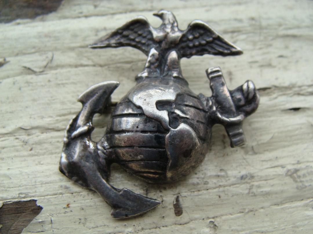 World War Two Sterling Silver USMC Pinback United State Marine Core Pin ...