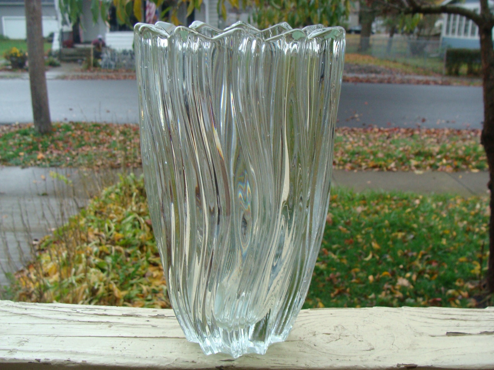 Vintage Blown Crystal Vase With Wavy Rib Ribbed Design - Etsy