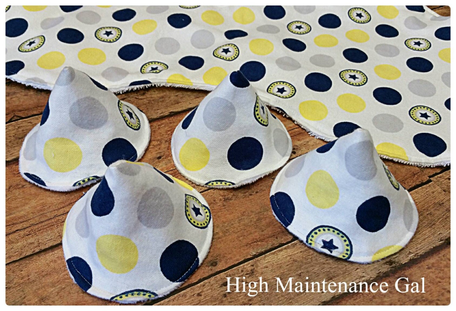 Contoured burp cloths Pee-pee tee-pees Navy and yellow | Etsy