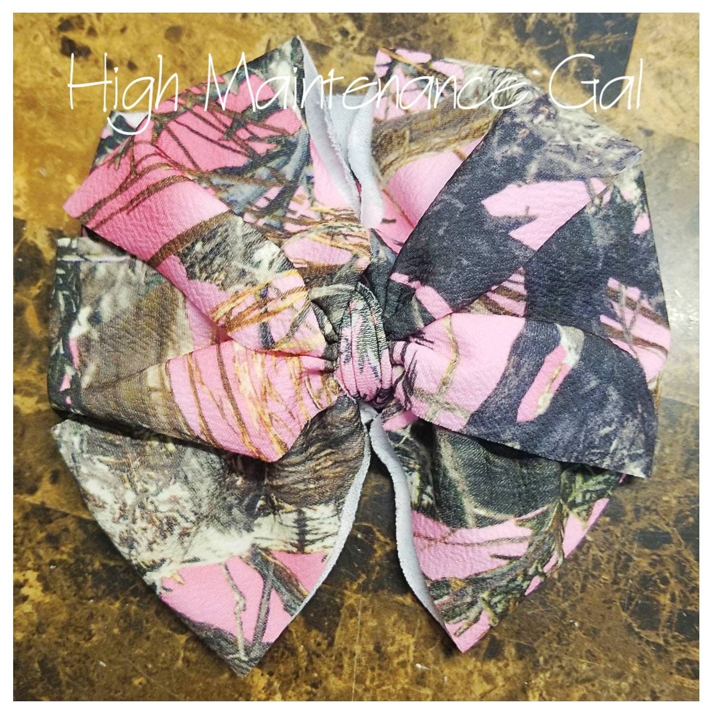 Pink Camo Hair Bow Clip Art