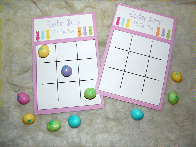Easter Bunny Tic Tac Toe Printable Party Card Game Kids - Etsy