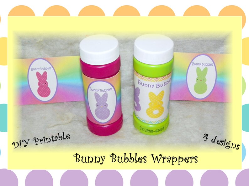Printable Easter Kids Party Favors Bunny Bubbles Wrappers 4 Designs - Etsy