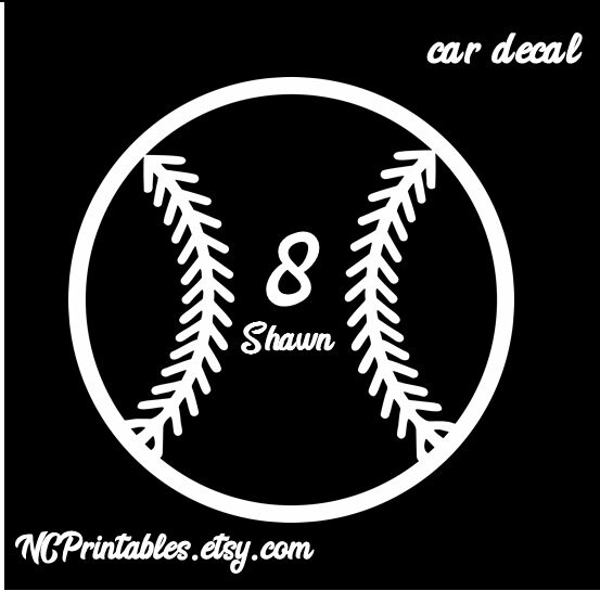 Baseball-softball Personalized Car Decal, Sticker, - Etsy
