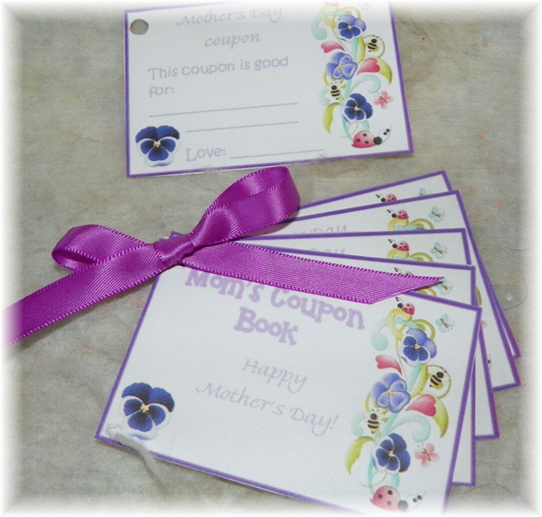 Printable Mother's Day Coupon Book Pansies Love (DIY) - Etsy