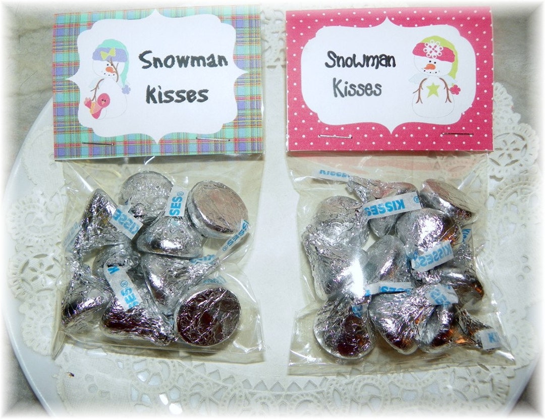 Snowman Kisses(2 Designs) Printable Bag Topper,party,favor (DIY) - Etsy