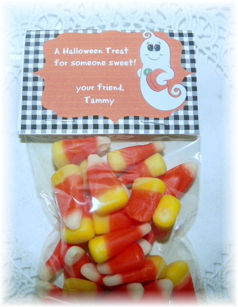Printable Halloween Pumpkin Ghost Bag Favor Topper (DIY) Personalized ...