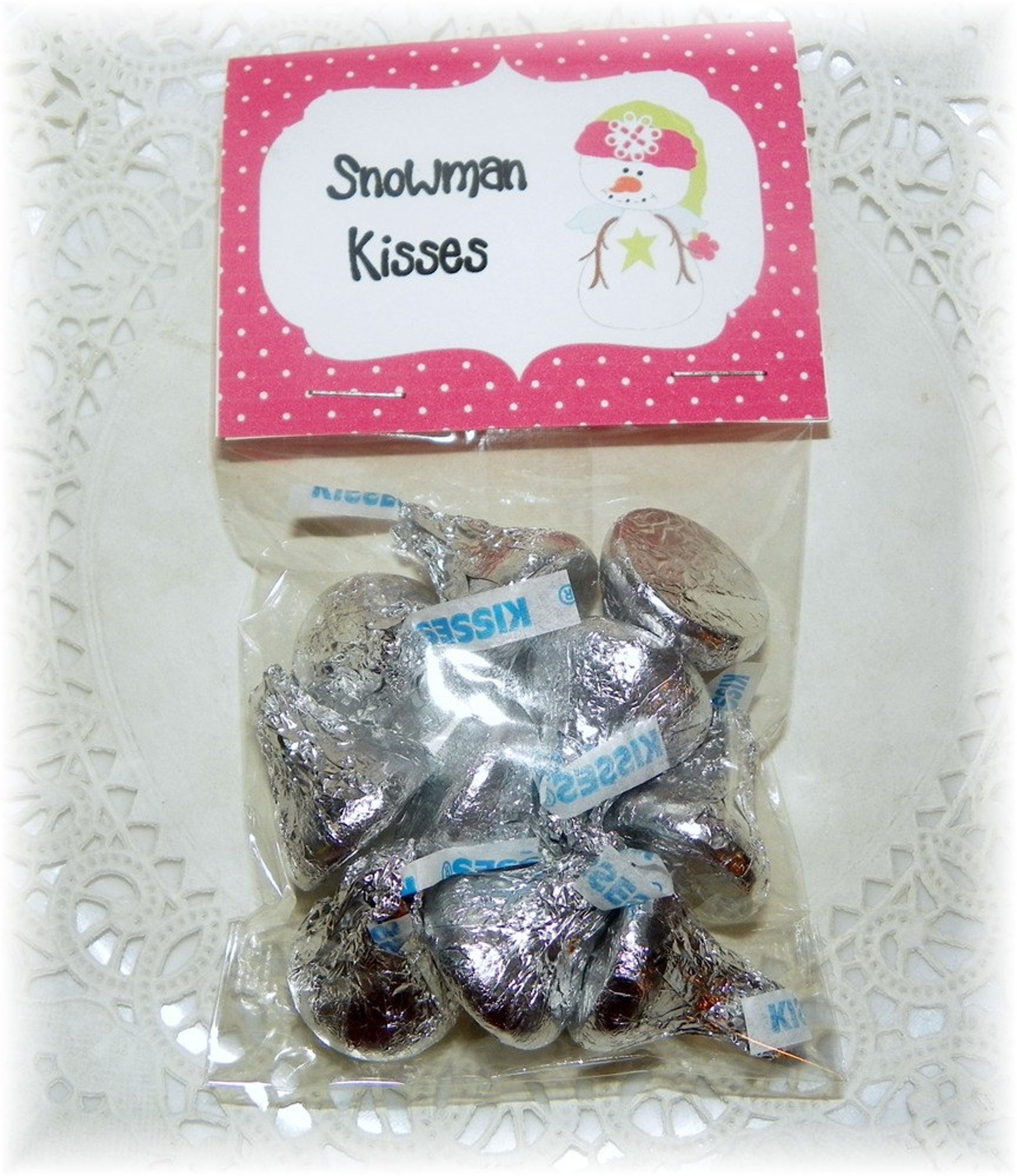 Snowman Kisses(2 Designs) Printable Bag Topper,party,favor (DIY) - Etsy