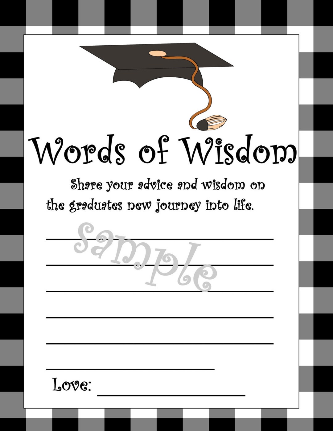 Graduation Words of Wisdom Cards-diy Printable - Etsy